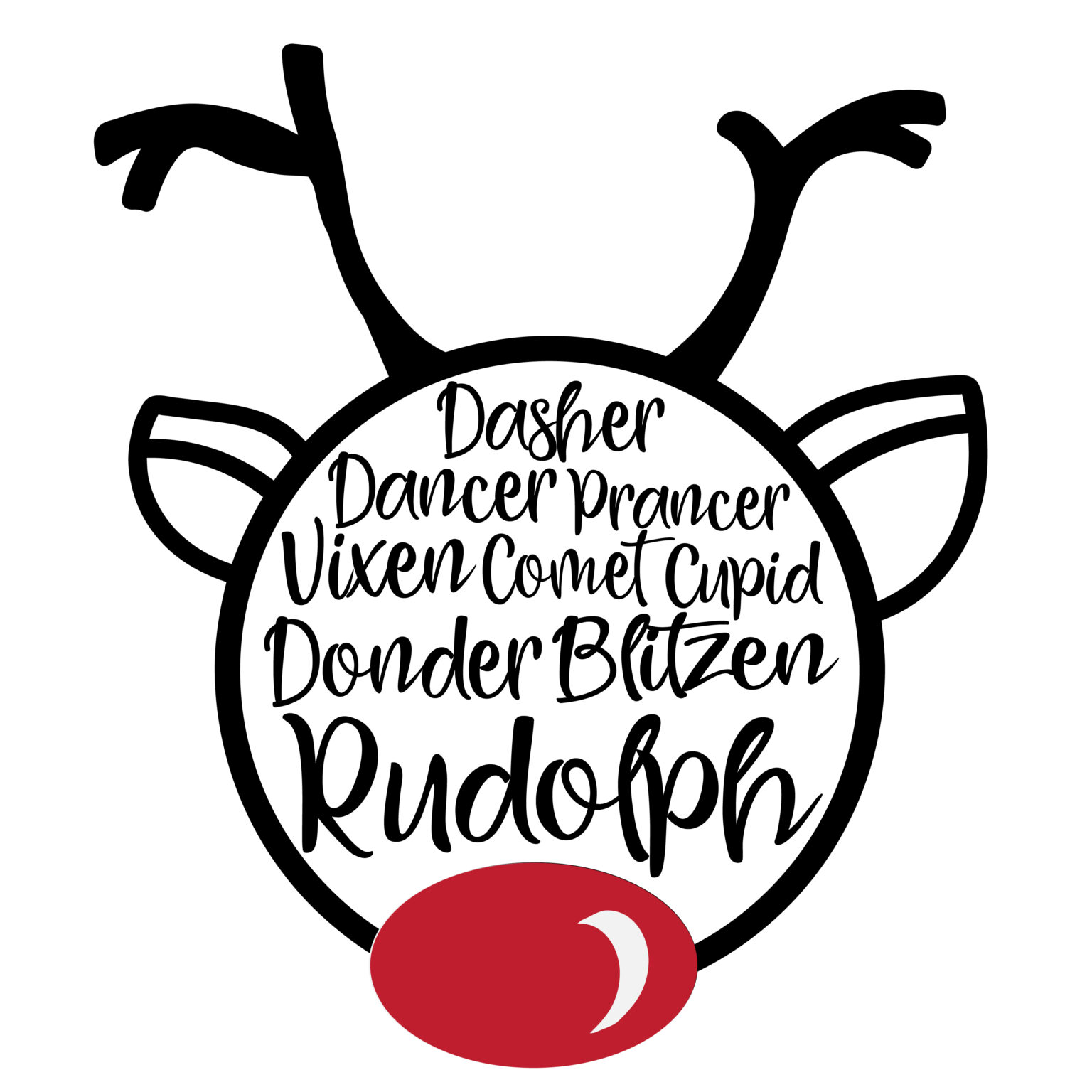 Reindeer Names in Rudolph Head – SVGCooP